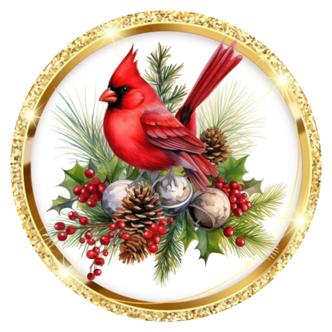 10” Cardinal Gold Holiday Sign, Wreath Sign, Home Decor - Etsy