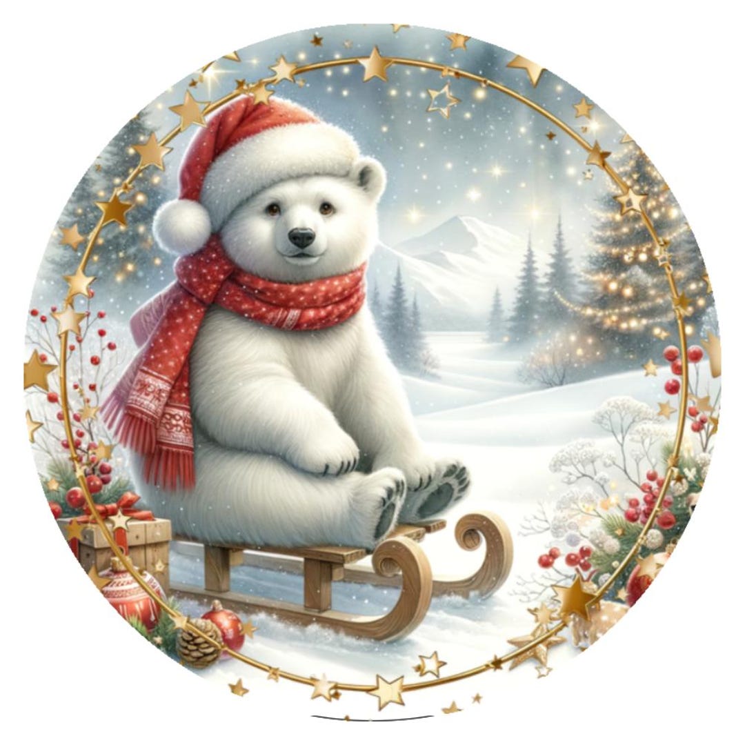 10” Polar Bear Sled Wreath Sign, Wreath Sign, Home Decor Metal Sign - Etsy