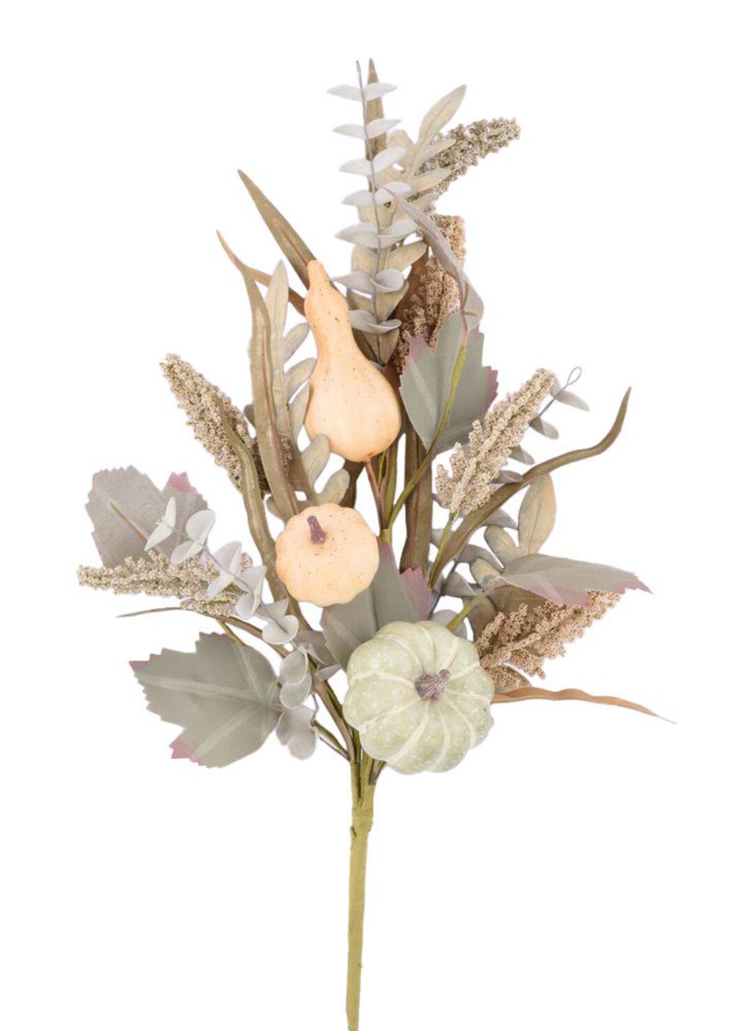 27" Styro Pumpkin Gourd Leaf Spray | Whimsical Wreath Pick | Fall ...