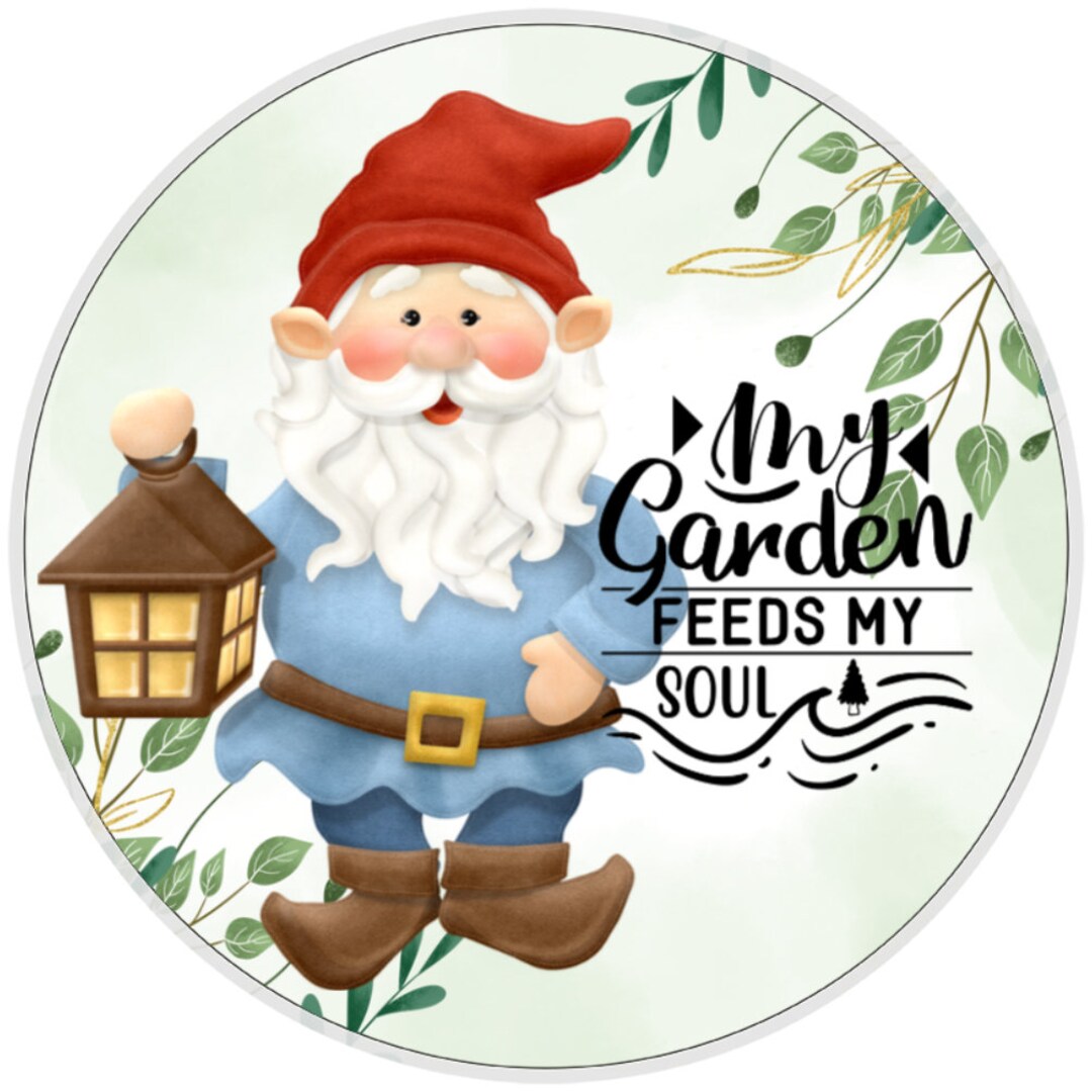 10” Gnome Garden Sign, Metal Wreath Sign, Home Decor - Etsy