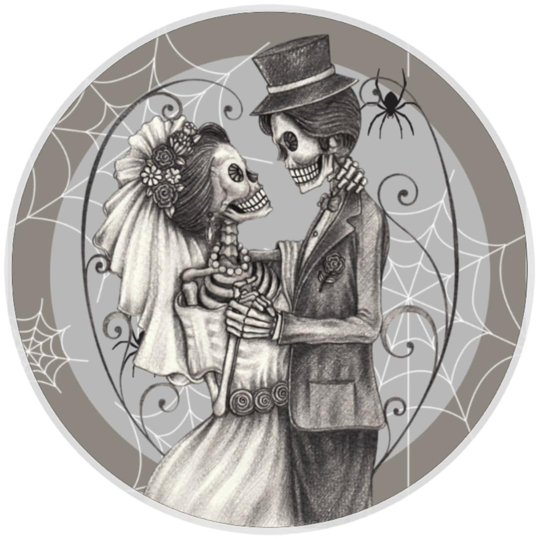 10” Skeleton Bride & Groom Sign, Halloween Wreath Sign, Home Decor - Etsy