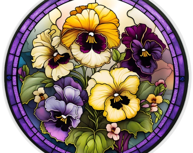 Stained Glass Pansies - Etsy