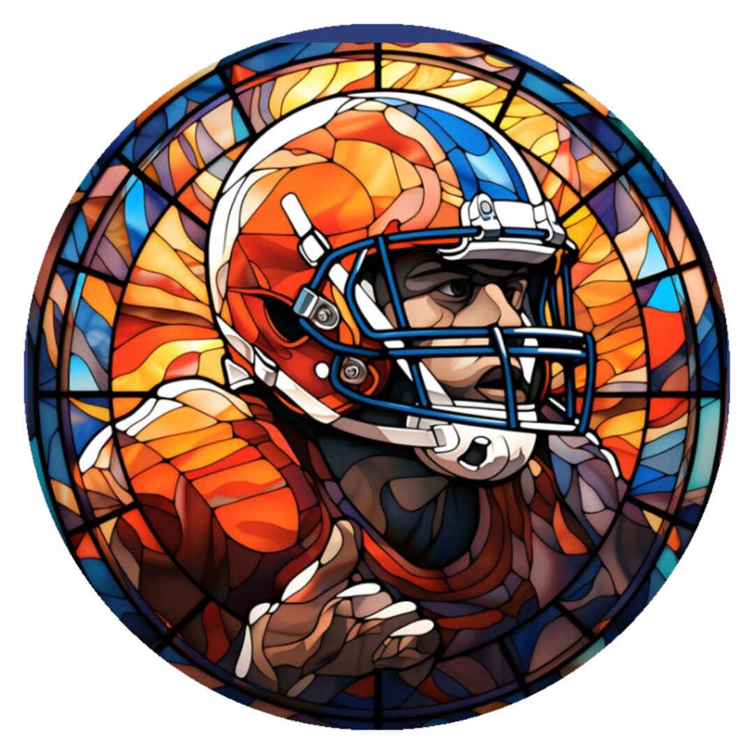 10 “ Stained Glass Look Football Sign, Metal Wreath Sign, Home Decor - Etsy