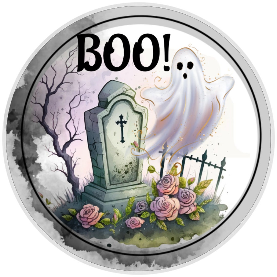 10” Boo Ghost Graveyard Sign, Wreath Sign, Home Decor - Etsy