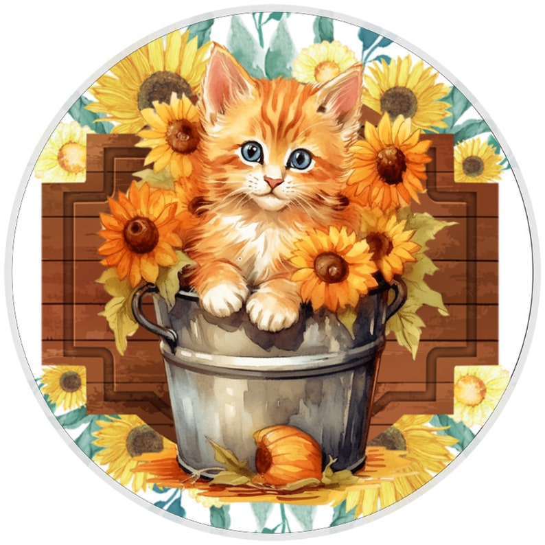 10 Sunflower Kitten Sign Wreath Sign Home Decor Metal - Etsy