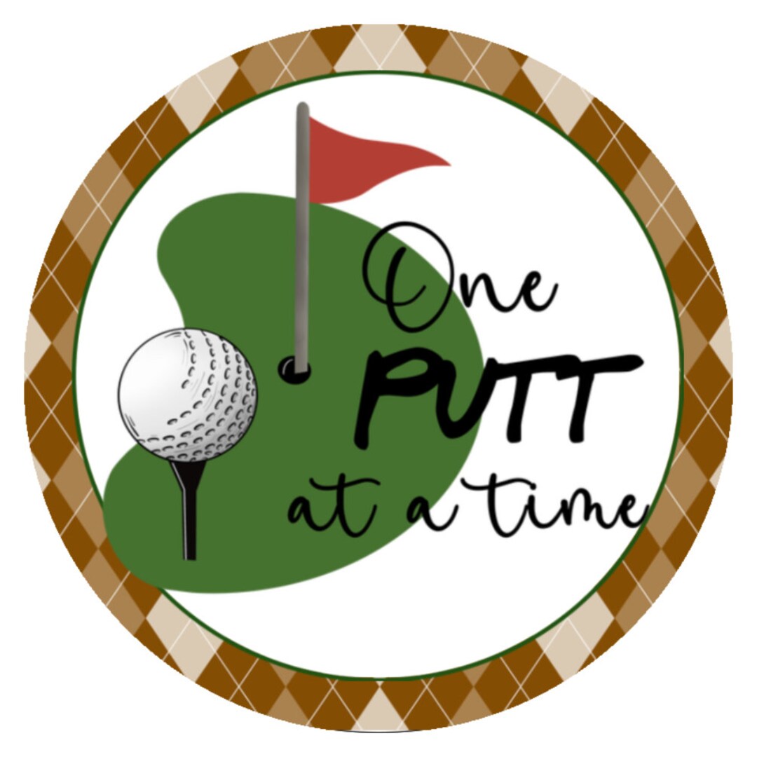 10” Golf One Putt Argyle Sign, Wreath Sign, Wreath Sign, Home Decor ...