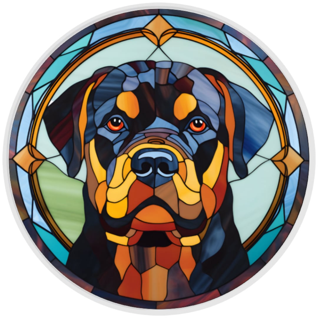 10” Rottweiler Stained Glass Look Sign, Metal Wreath Sign, Home Decor ...
