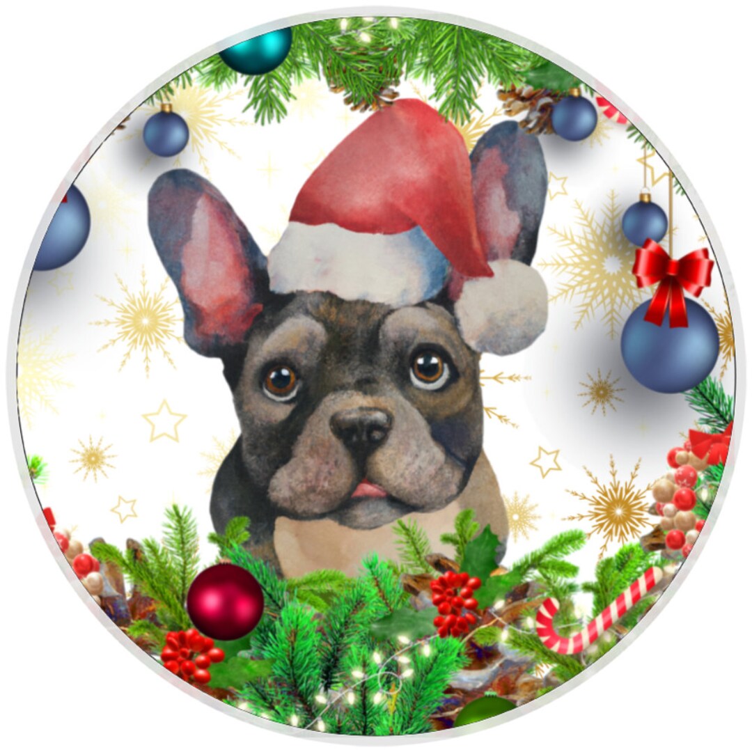 10” Christmas Frenchie Dog Sign, Metal Wreath Sign, Home Decor - Etsy