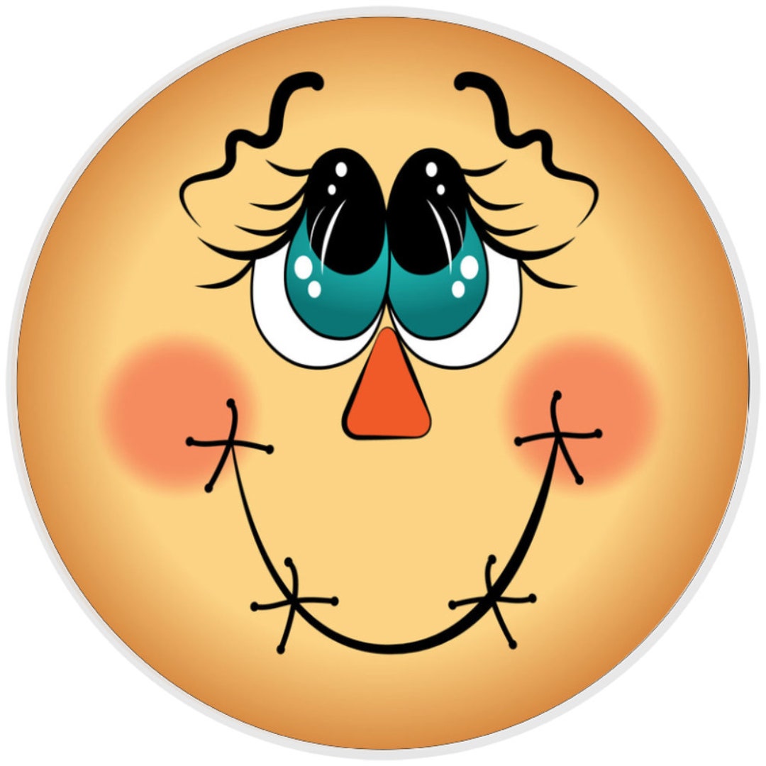 10”happy Scarecrow Face Sign, Halloween Wreath Sign, Home Decor - Etsy