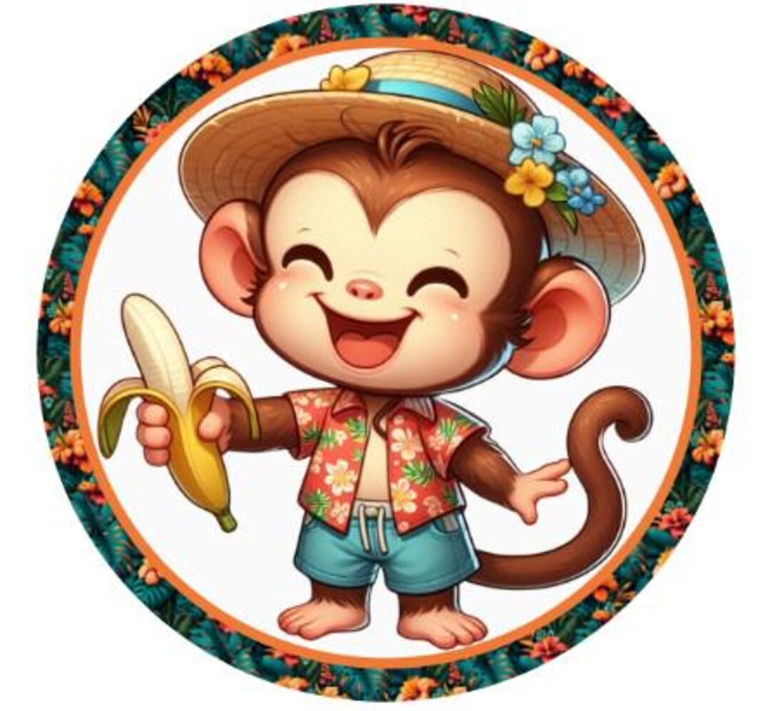 10” Tropical Monkey Summer Time Sign, Metal Wreath Sign, Home Decor - Etsy