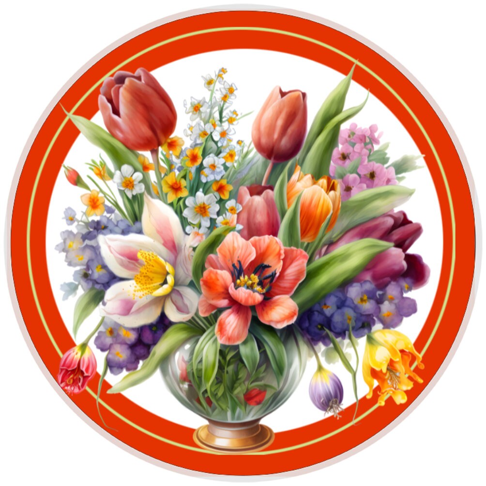 10 Tulip Floral Vase Sign Wreath Sign Home Decor Metal - Etsy