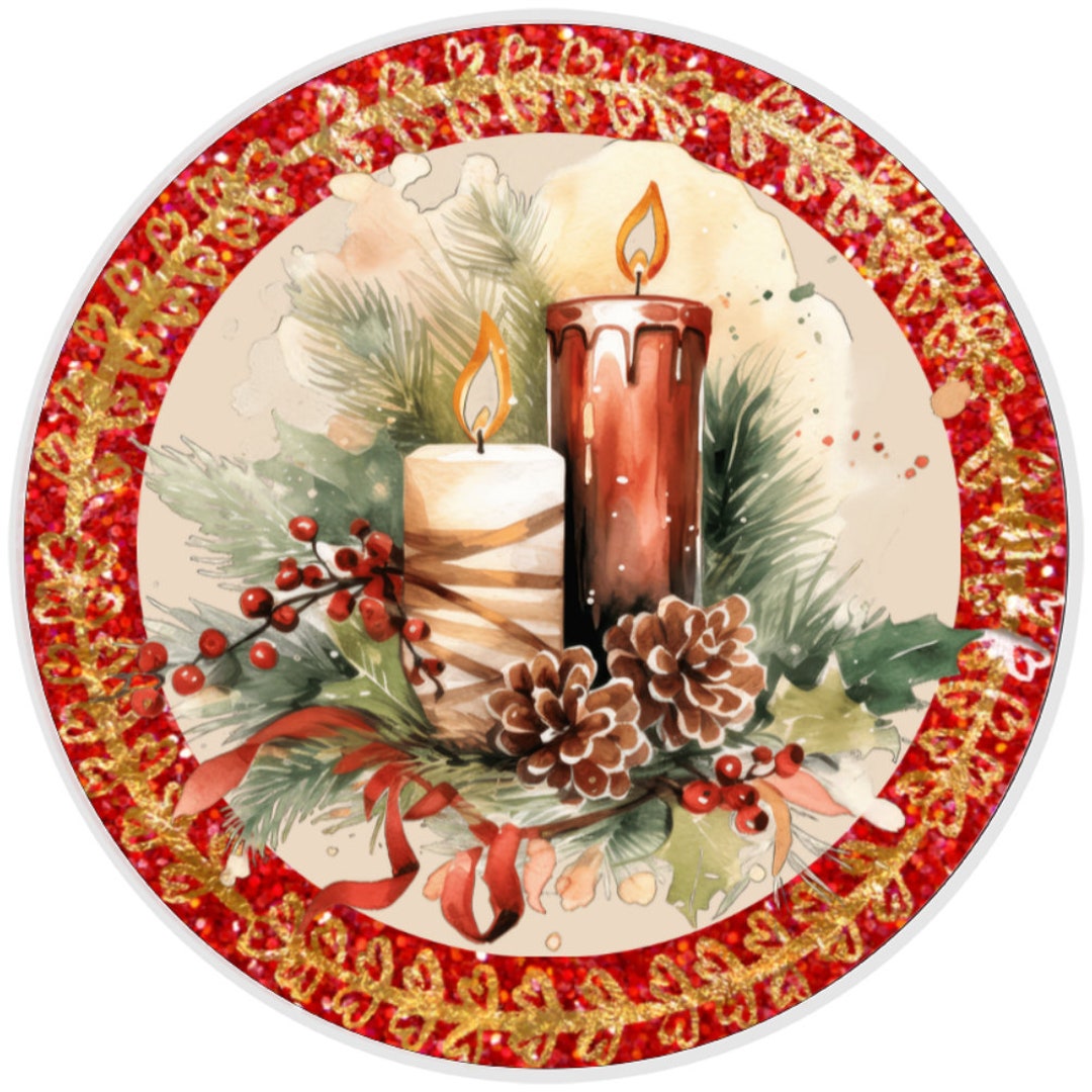 10” Christmas Candle Sign, Metal Wreath Sign, Home Decor - Etsy