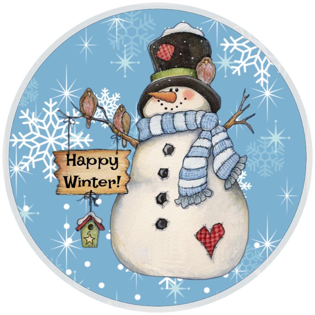 10 Happy Winter Snowman Sign, Wreath Sign, Home Decor - Etsy