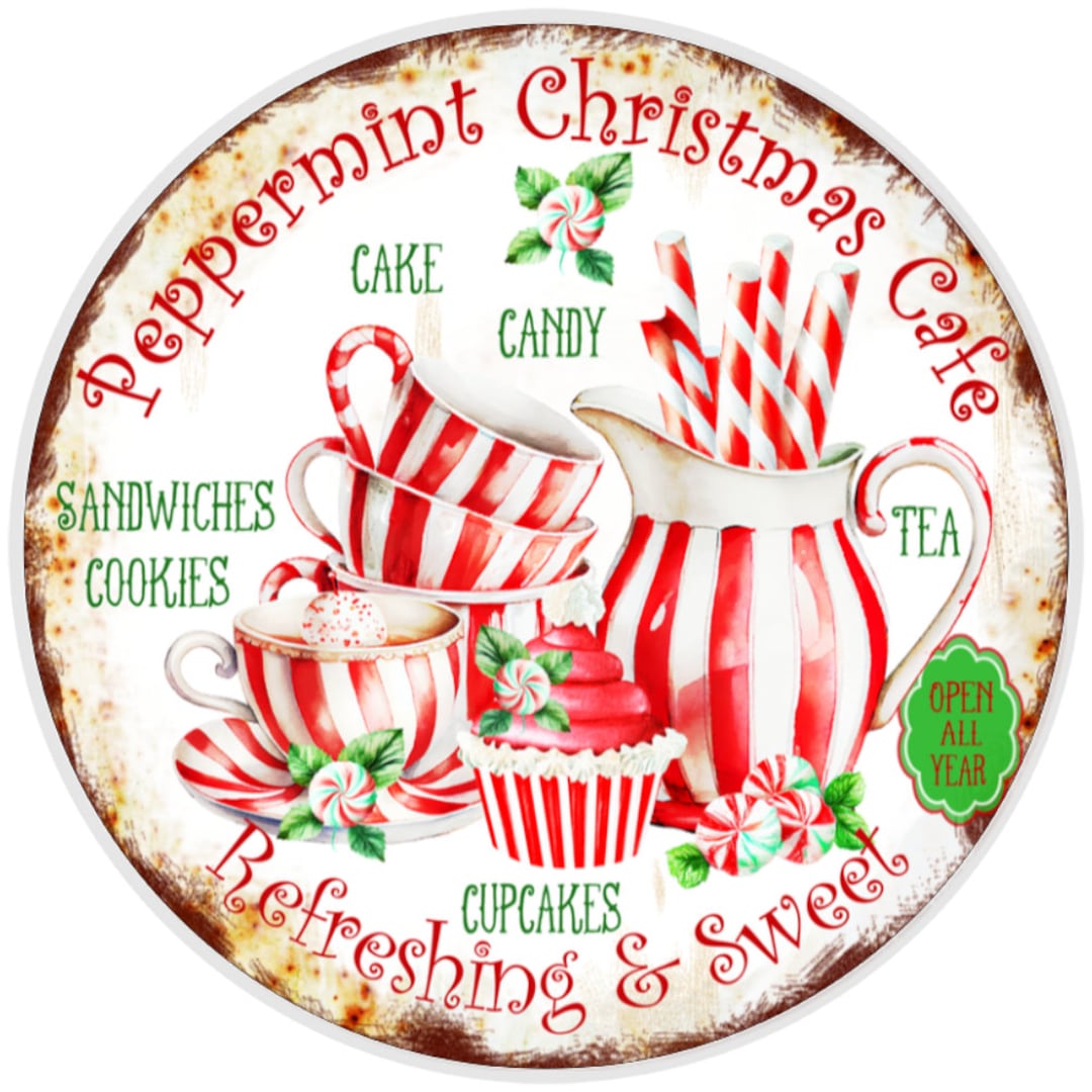 10” Peppermint Christmas Wreath Sign, Metal Wreath Sign, Home Decor - Etsy