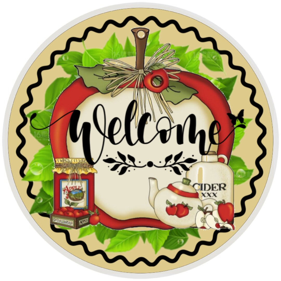 10” Apple Welcome Sign, Metal Wreath Sign, Home Decor - Etsy