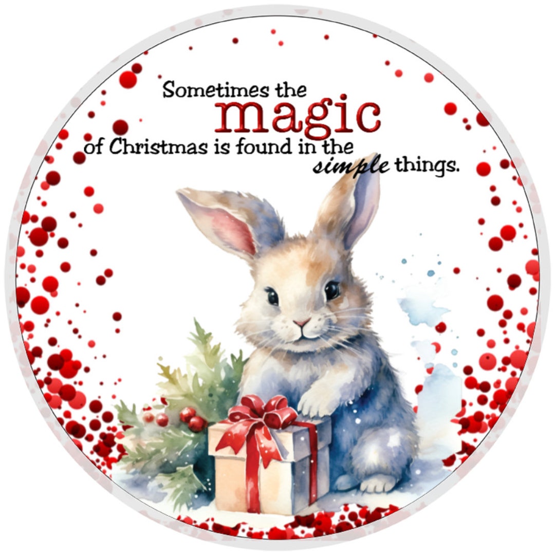 10” Christmas Magic Bunny Sign, Wreath Sign, Home Decor - Etsy