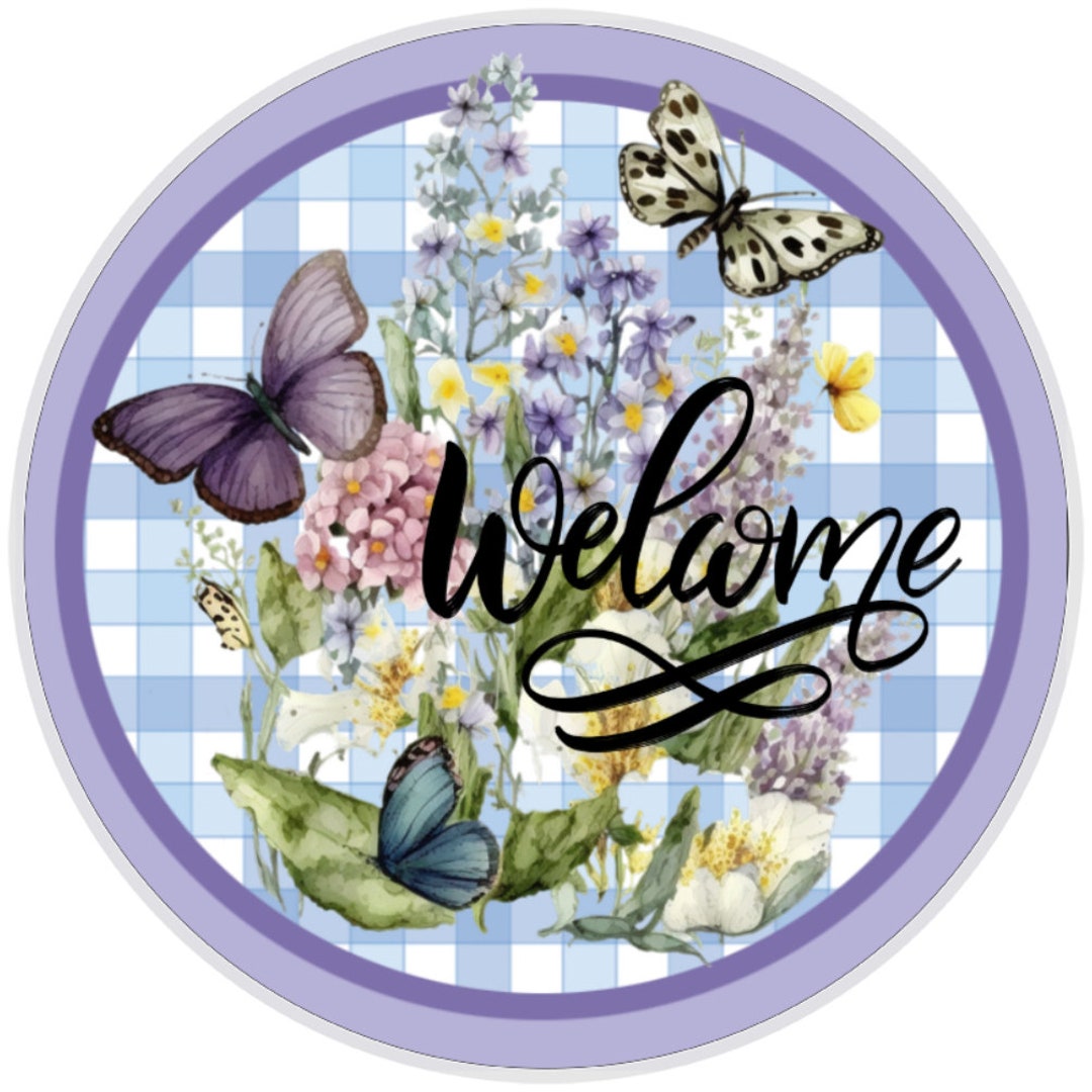 10” Butterfly Welcome Sign, Wreath Sign, Home Decor - Etsy