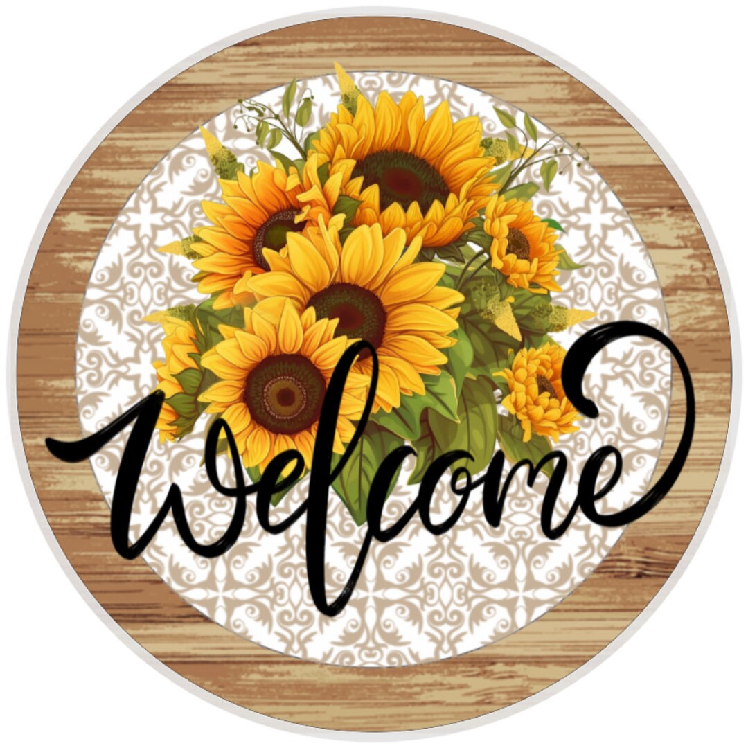 10” Sunflower Welcome Sign, Wreath Sign, Home Decor, Metal Sign, the ...