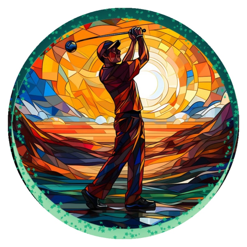 10 “ Stained Glass Look Golf Sign, Metal Wreath Sign, Home Decor - Etsy