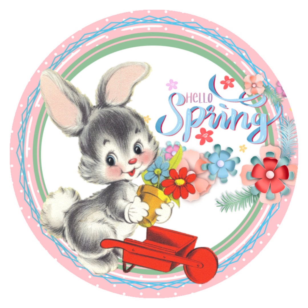 10 Hello Spring Rabbit Wreath Sign, Wreath Sign, Home Decor, Metal Sign ...
