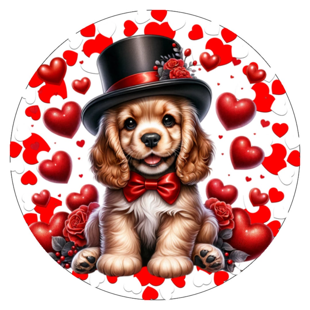 10” Cocker Spaniel Dog Valentine Sign, Wreath Sign, Home Decor - Etsy
