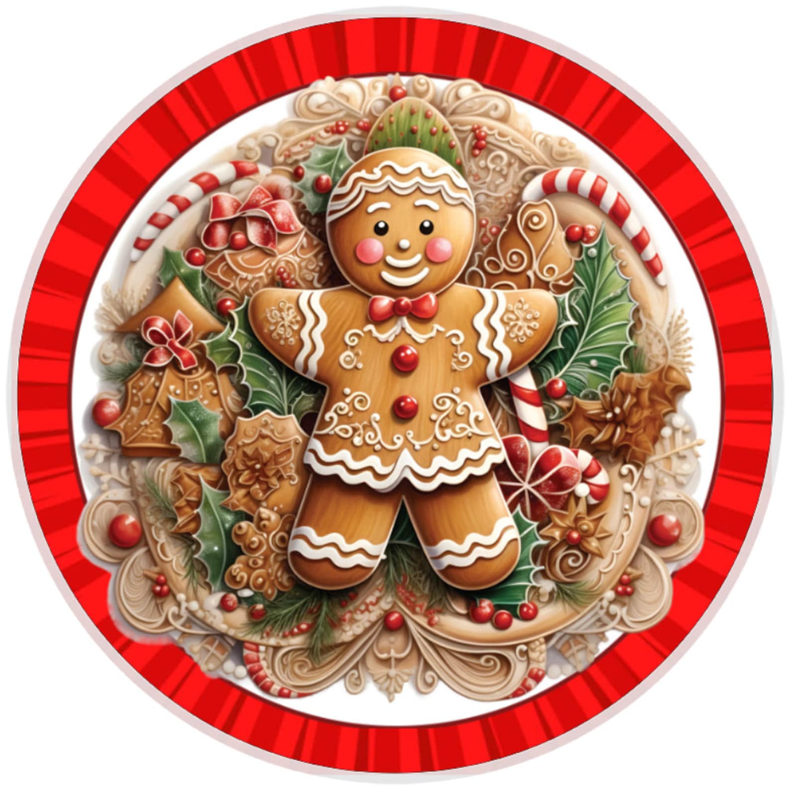 10 Red Striped Gingerbread Wreath Sign Metal Wreath Sign - Etsy