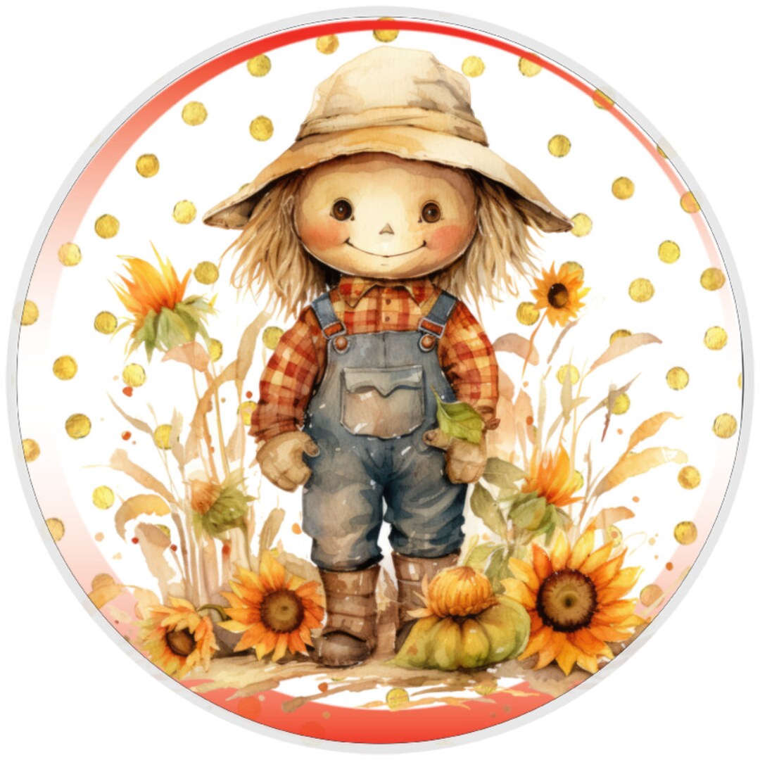 10” Sunflower Scarecrow Sign, Wreath Sign, Home Decor - Etsy