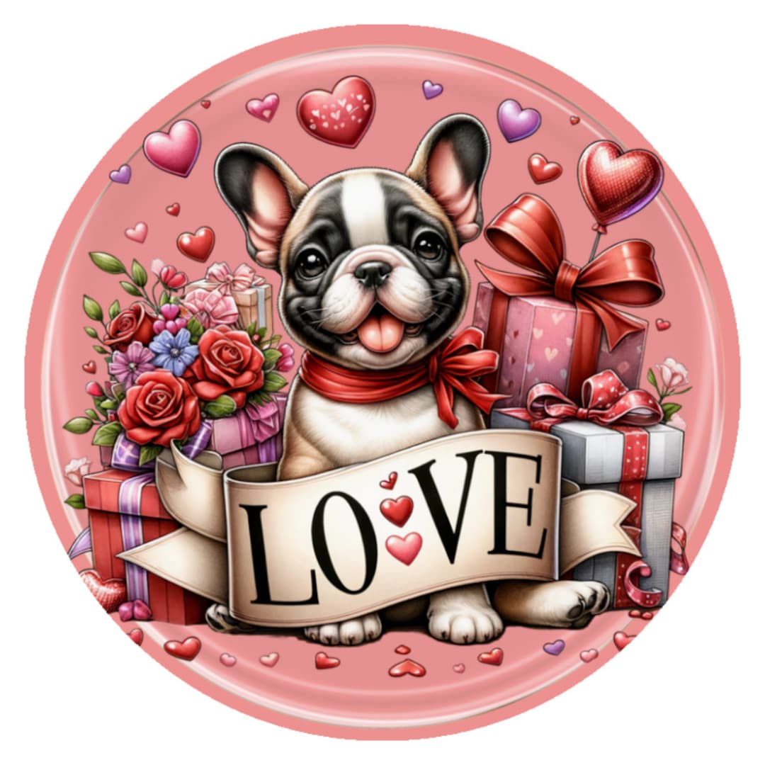 10” Frenchie Dog Love Valentine Sign, Wreath Sign, Home Decor - Etsy