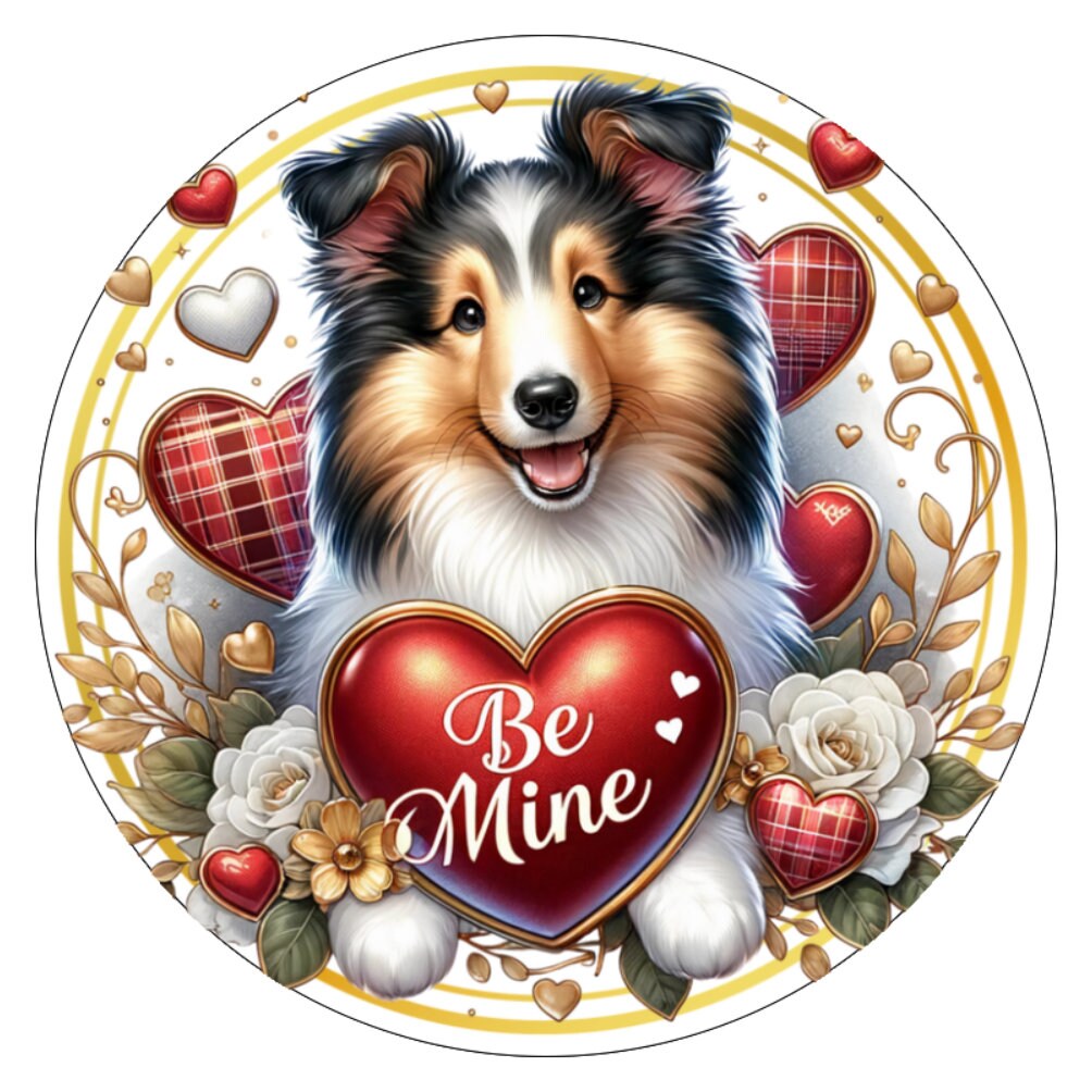 10” Collie Dog Valentine Sign, Wreath Sign, Home Decor, Gift - Etsy