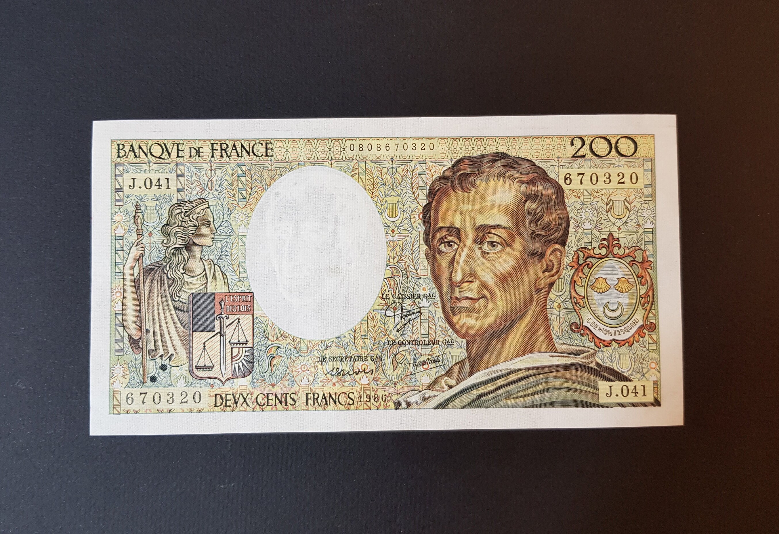 1986 France Véritable Billet De 200 Francs Montesquieu Banque De France ...