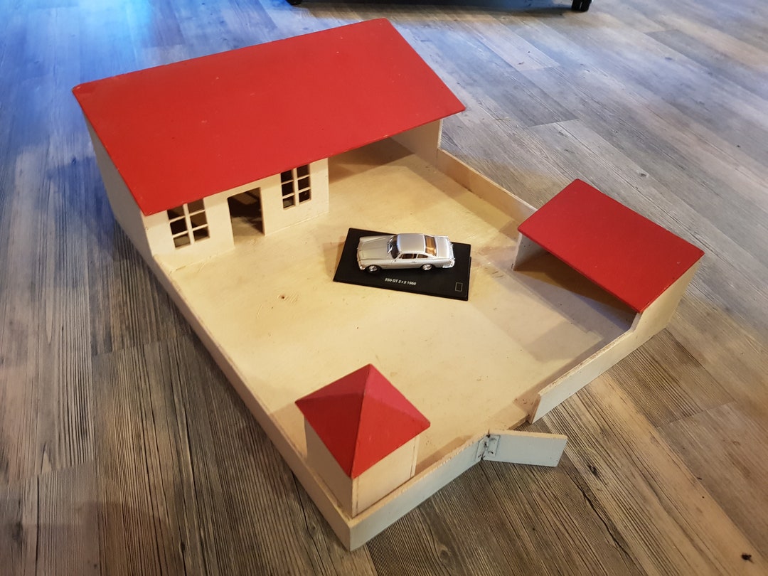 Diorama,trés,grand,garage,bi-colore,52x42x17cm,fait Main,contreplaqué ...