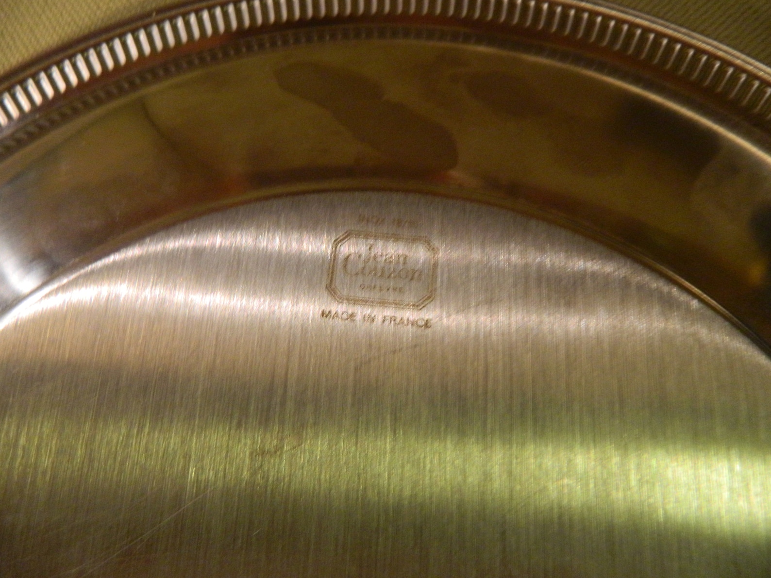 Jean Couzon,orfévre,plat,rond,décor,ligné,inox,stainless,18/10,couleur ...