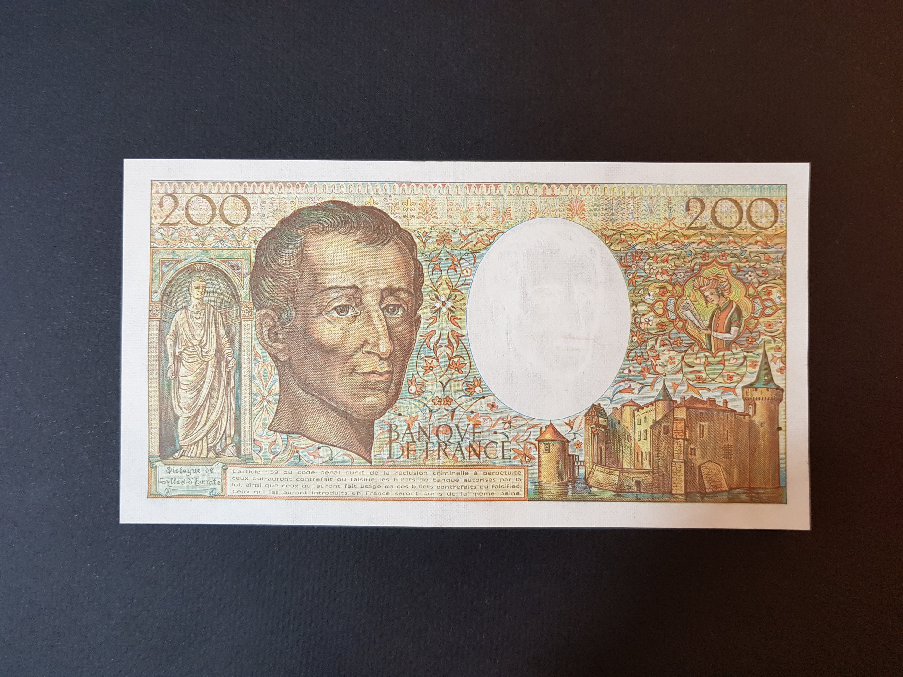 1986 France Véritable Billet De 200 Francs Montesquieu Banque De France ...