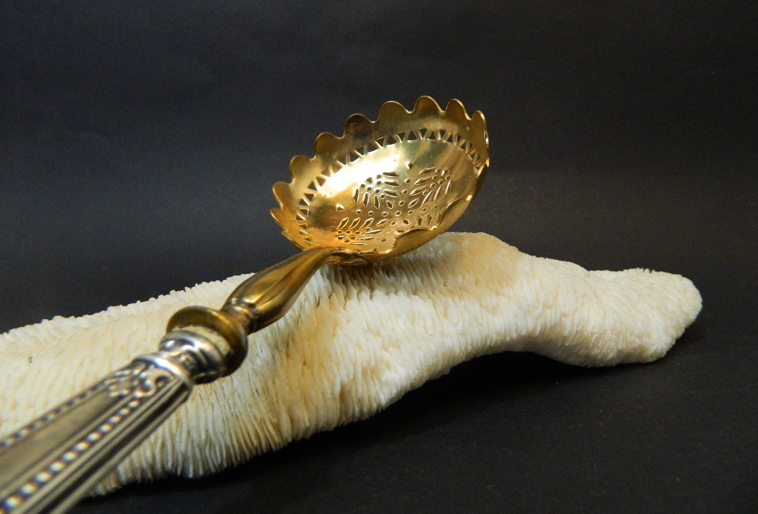 Petite,cuillere,louche,pochon,ajourée,a Saupoudrer Le Sucre,argent ...