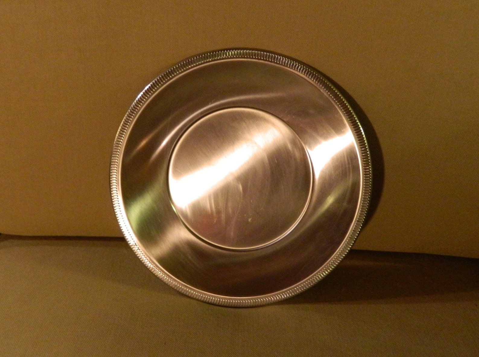 Jean Couzon,orfévre,plat,rond,décor,ligné,inox,stainless,18/10,couleur ...