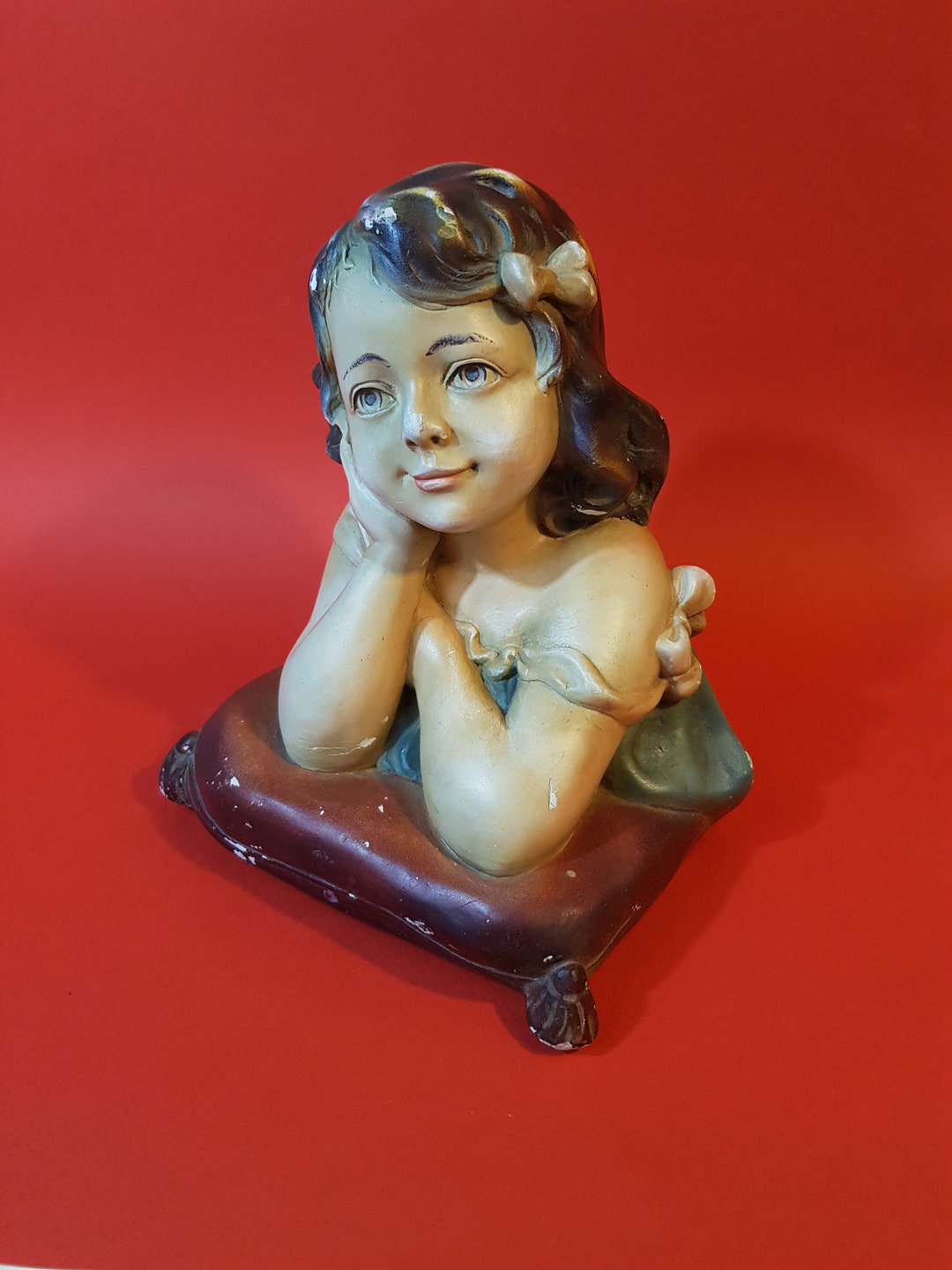 Art Deco Plaster Girl Bust, Country Corner Statue - Etsy