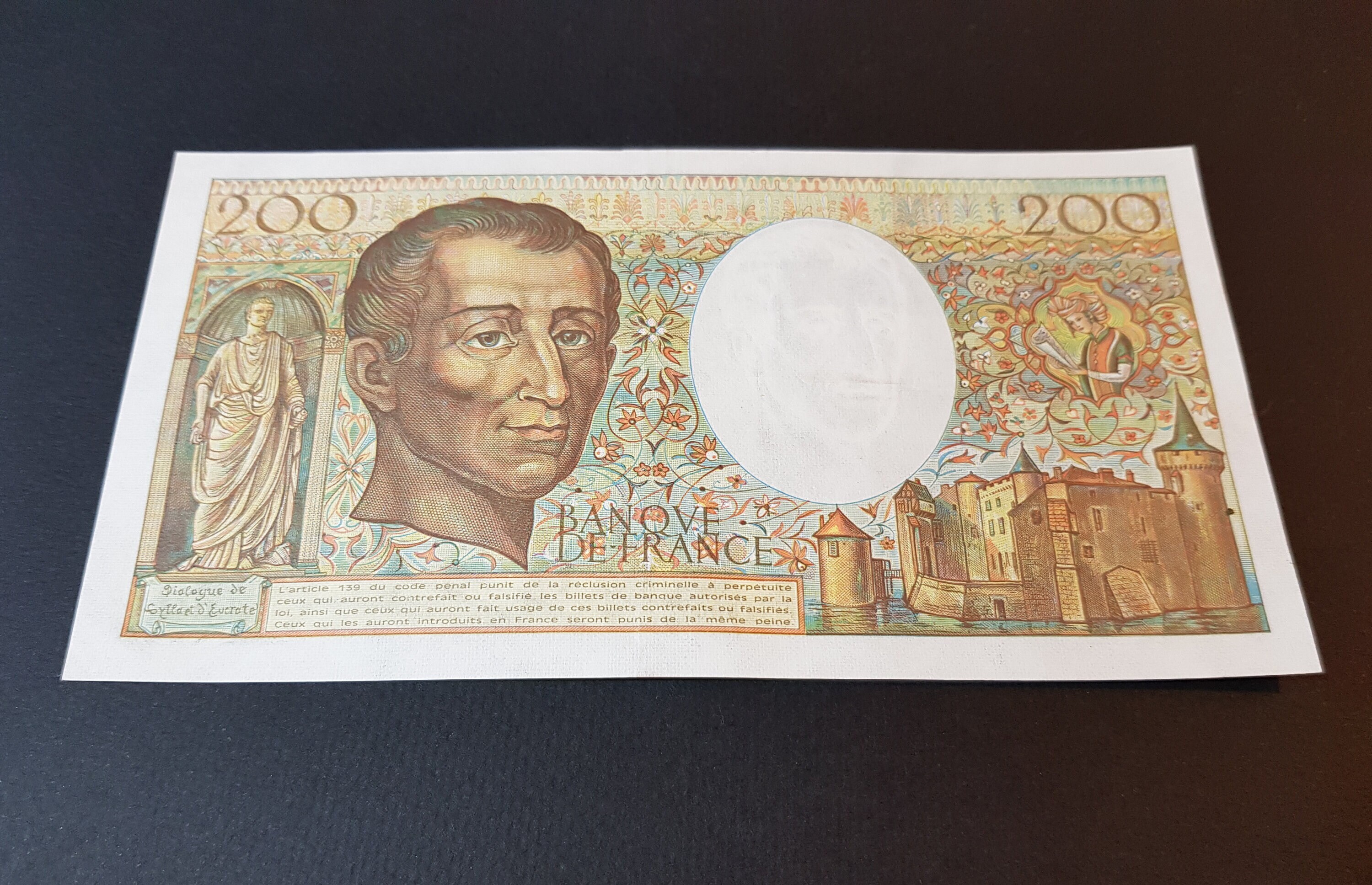 1986 France Véritable Billet De 200 Francs Montesquieu Banque De France ...