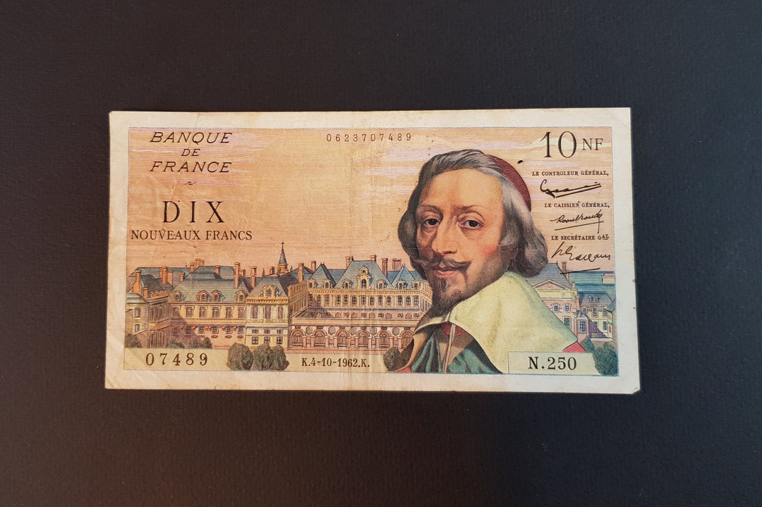 France,véritable,billet,10,nouveaux,francs,richelieu,4-10-1962,banque ...