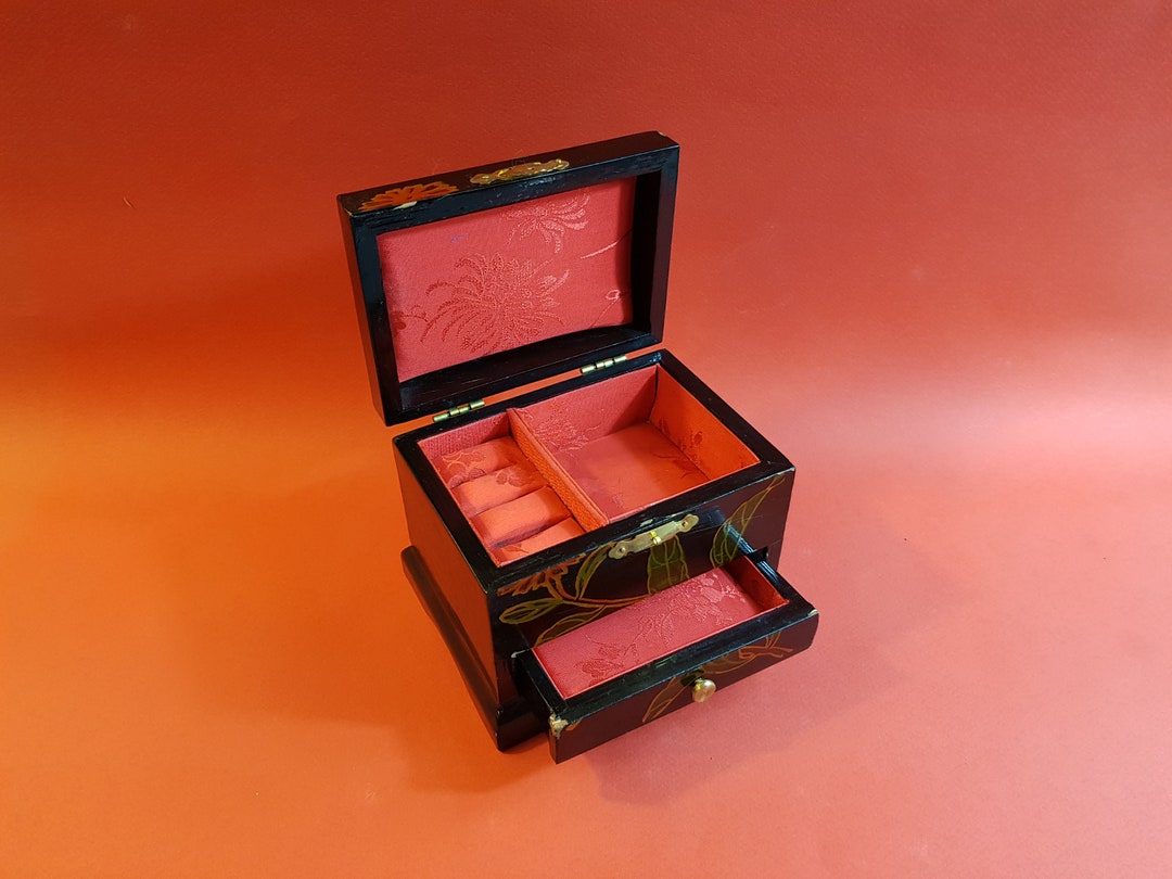 Hand-painted Asian Jewelry Box, Vintage Floral Wood Keepsake - Etsy