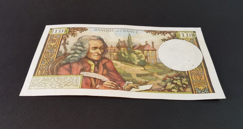 Vintage French 10 Francs Banknote, Voltaire, 1972 - Etsy