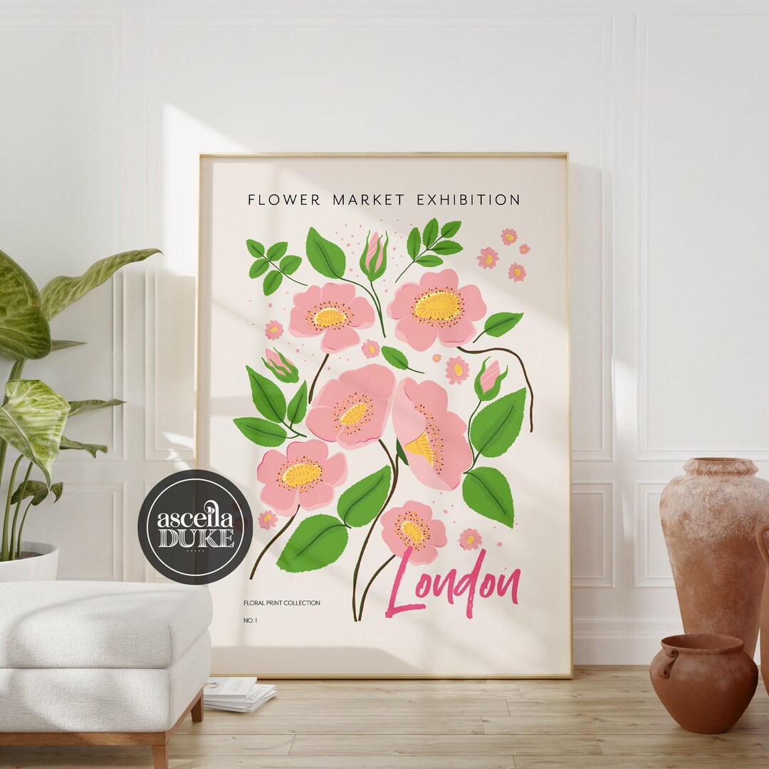 London Flower Market Printable Art, Modern Printable, Floral Artwork ...
