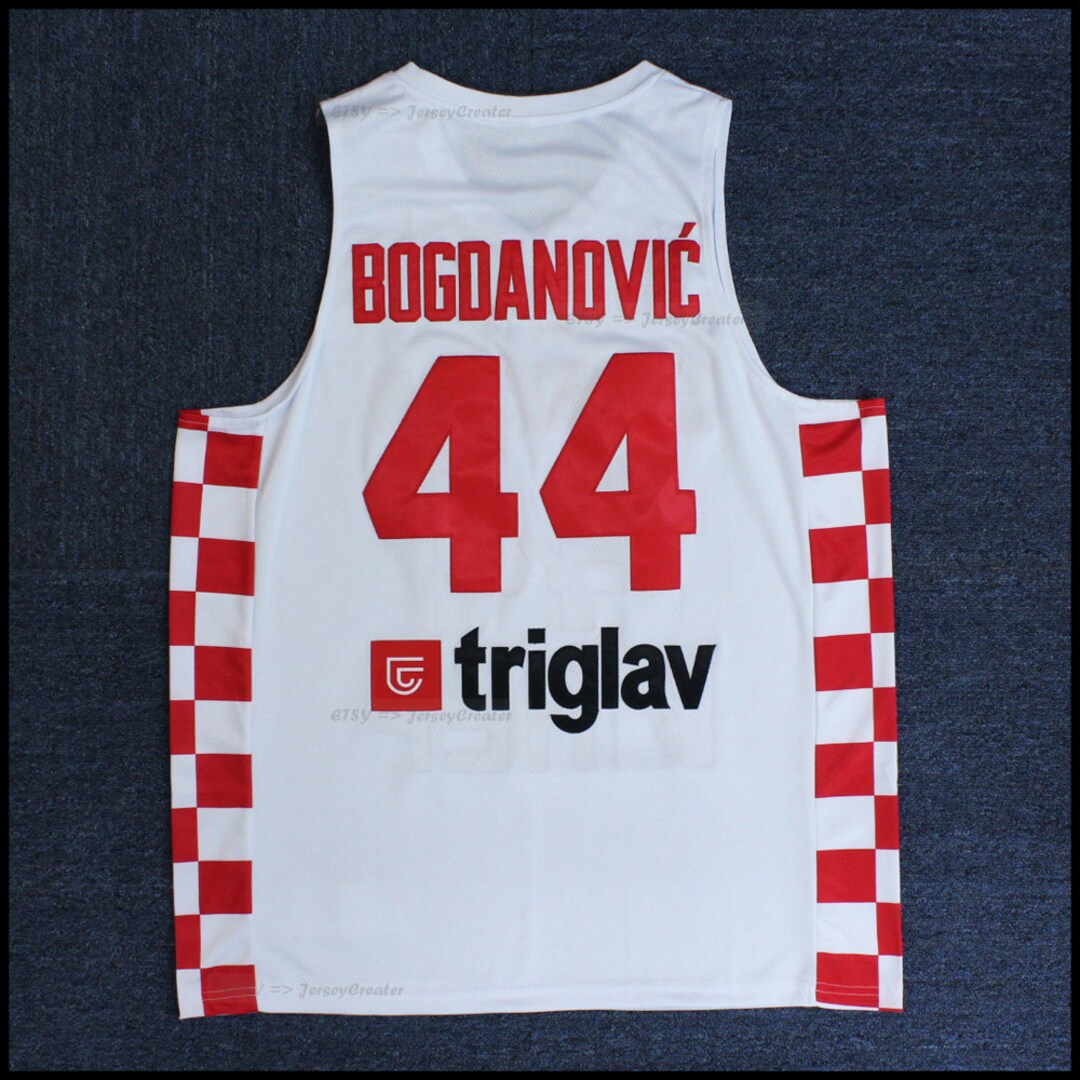 Throwback Bojan Bogdanović #44 Team Crotia Hrvatska Basketball Jersey ...