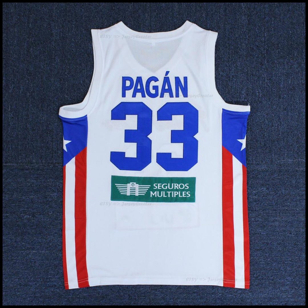 Custom India Pagan #33 Puerto Rico Basketball Jersey Wihte/red Sewn ...
