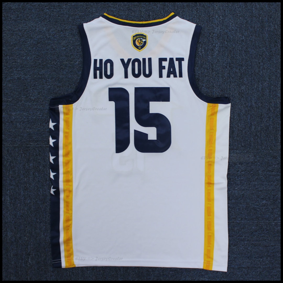 Retro Ho You Fat #15 France Basketball Jersey White/purple Top Sewn ...