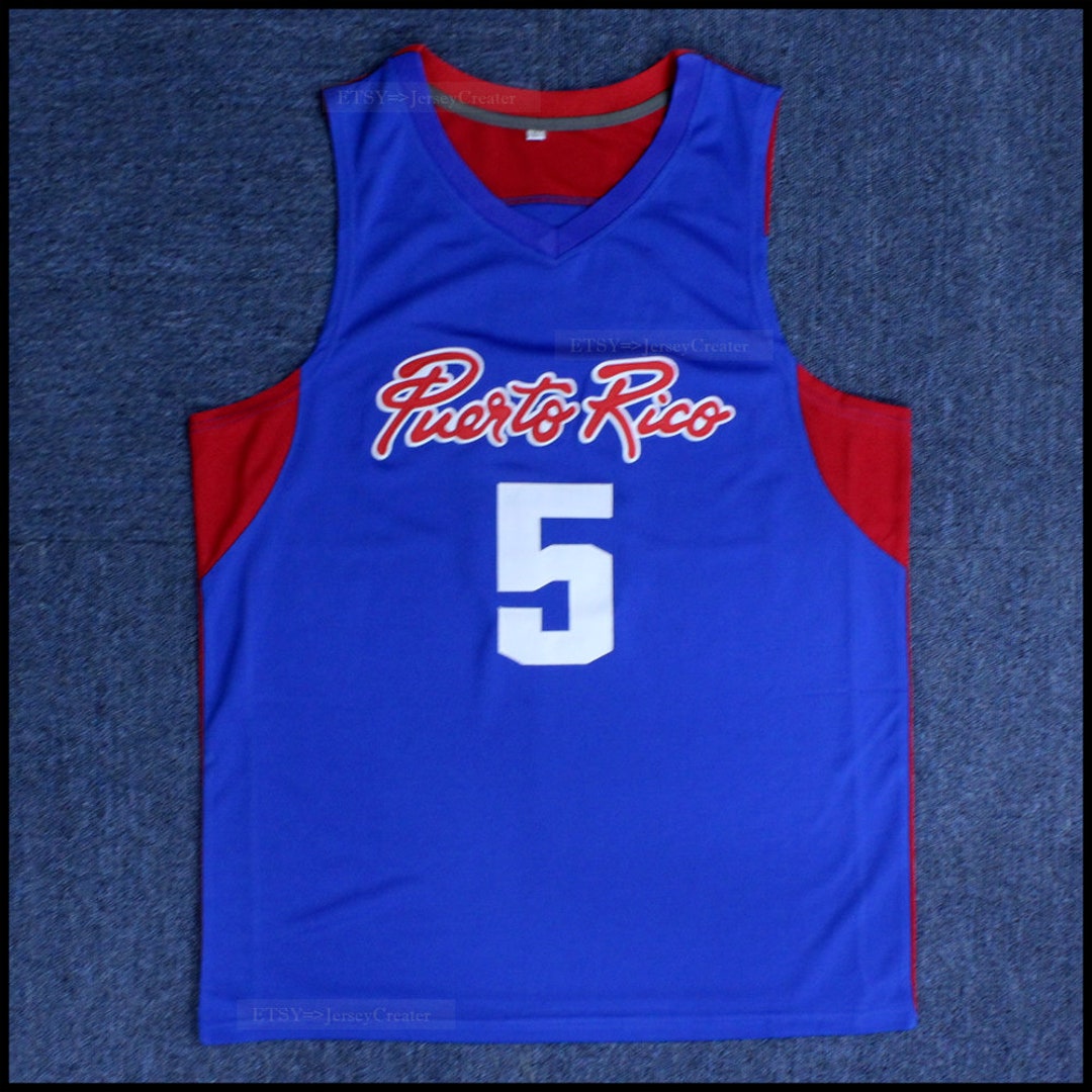 Custom Eddie Casiano #5 Team Puerto Rico Basketball Jersey All Sewn ...