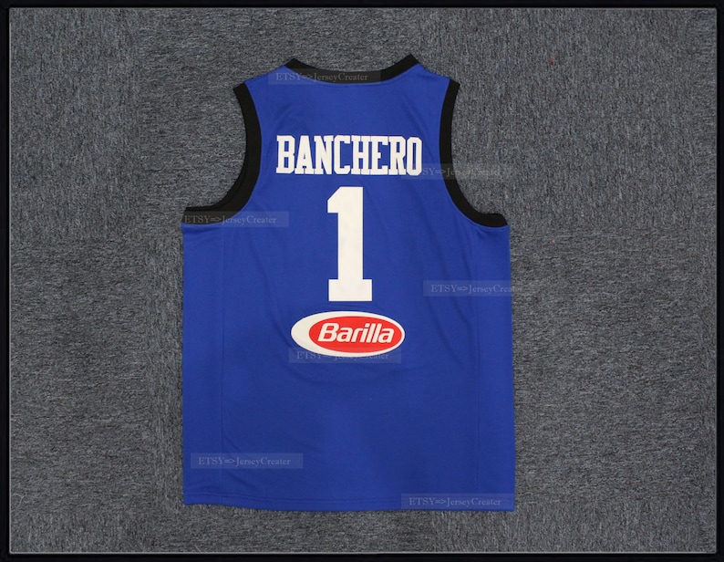 Throwback Banchero #1 Team Italia Italy Basketball Jersey Blue;custom ...