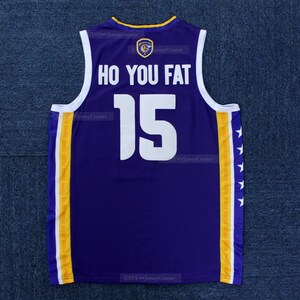 Retro Ho You Fat #15 France Basketball Jersey White/purple Top Sewn ...