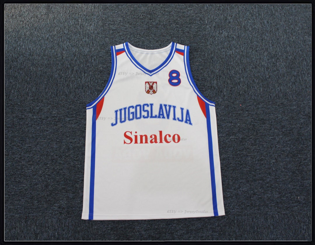 Throwback Peja Stojakovic #8 Serbia Yugoslavia Basketball Jersey Sewn ...