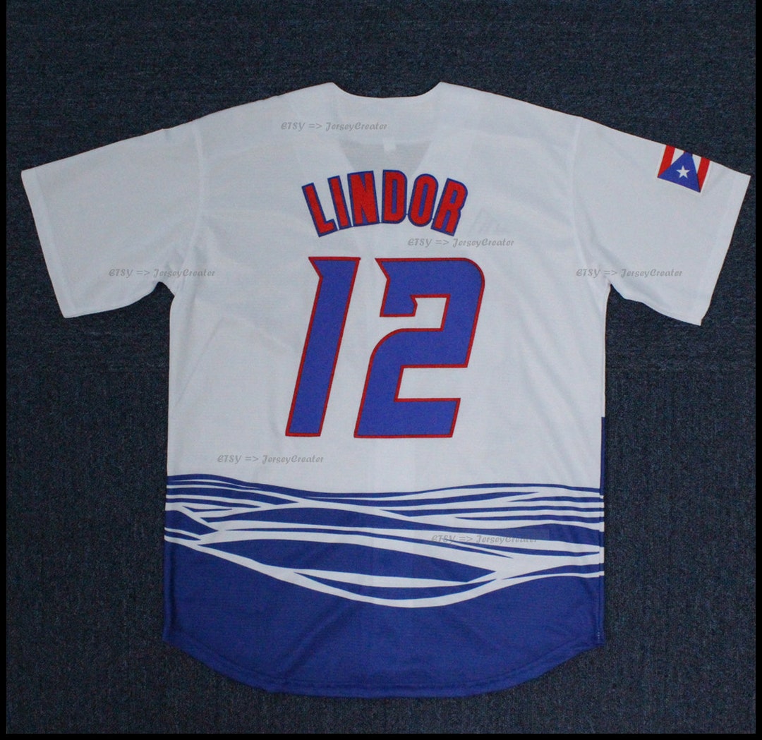 Throwback White Puerto Rico Lindor #12 Baseball Jersey;top Stitched ...