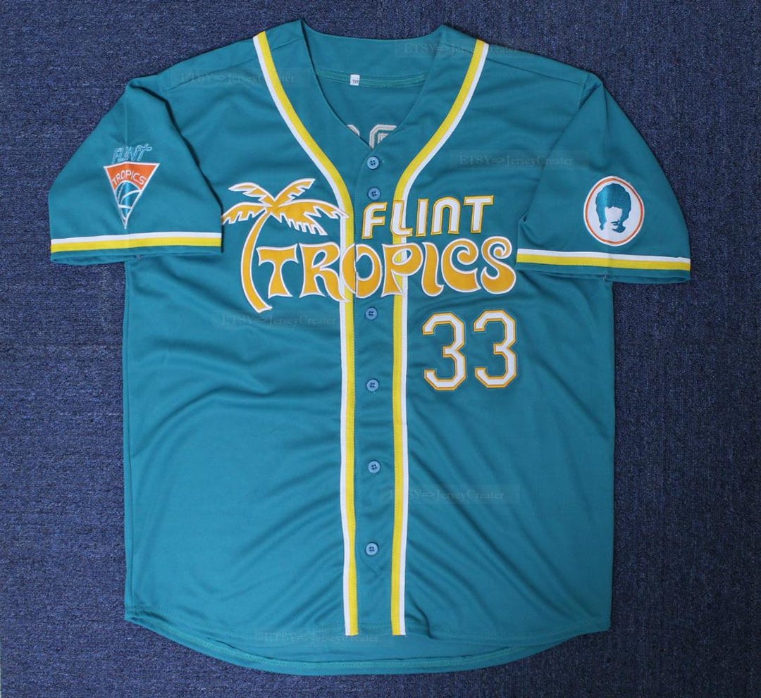 90'S Semi Pro Flint Tropics Jackie Moon #33 Baseball Jersey Sewn;hip ...
